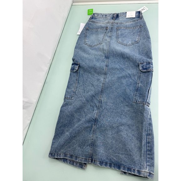 love, Fire | Skirts | Love Fire Denim Skirt Y2k Front Slit Blue Maxi ...